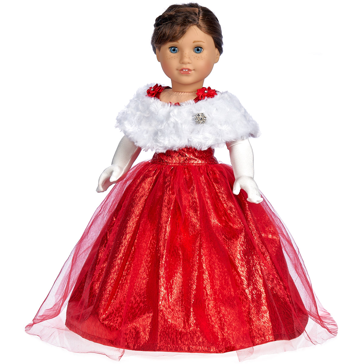 Lady in Red - 18 inch Doll Outfit - Red Gown, Gloves and Cape ...